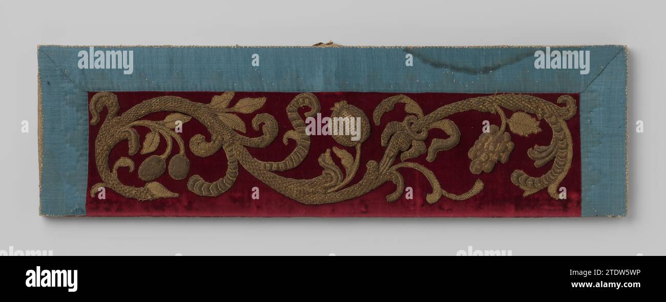 Strip with embroidery, anonymous, 1700 - 1725 Strip with golden ...