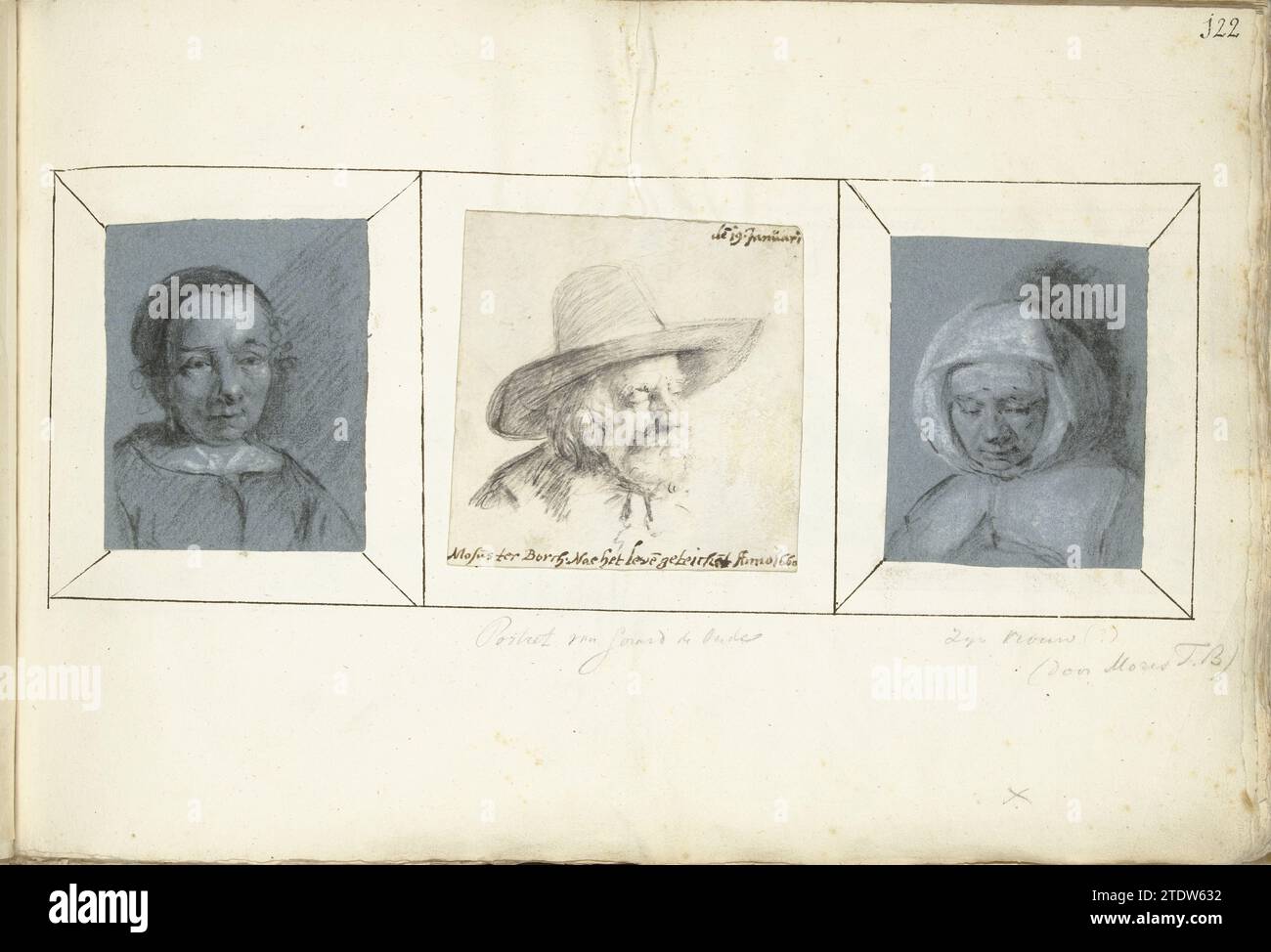 Two women's heads and a portrait of Gerard ter Borch de Oude, c. 1660 ...