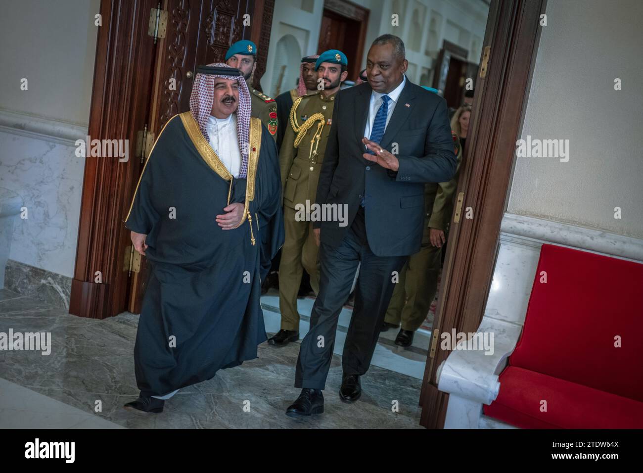 Secretary of Defense Lloyd J. Austin III and King Hamad bin Isa Al ...