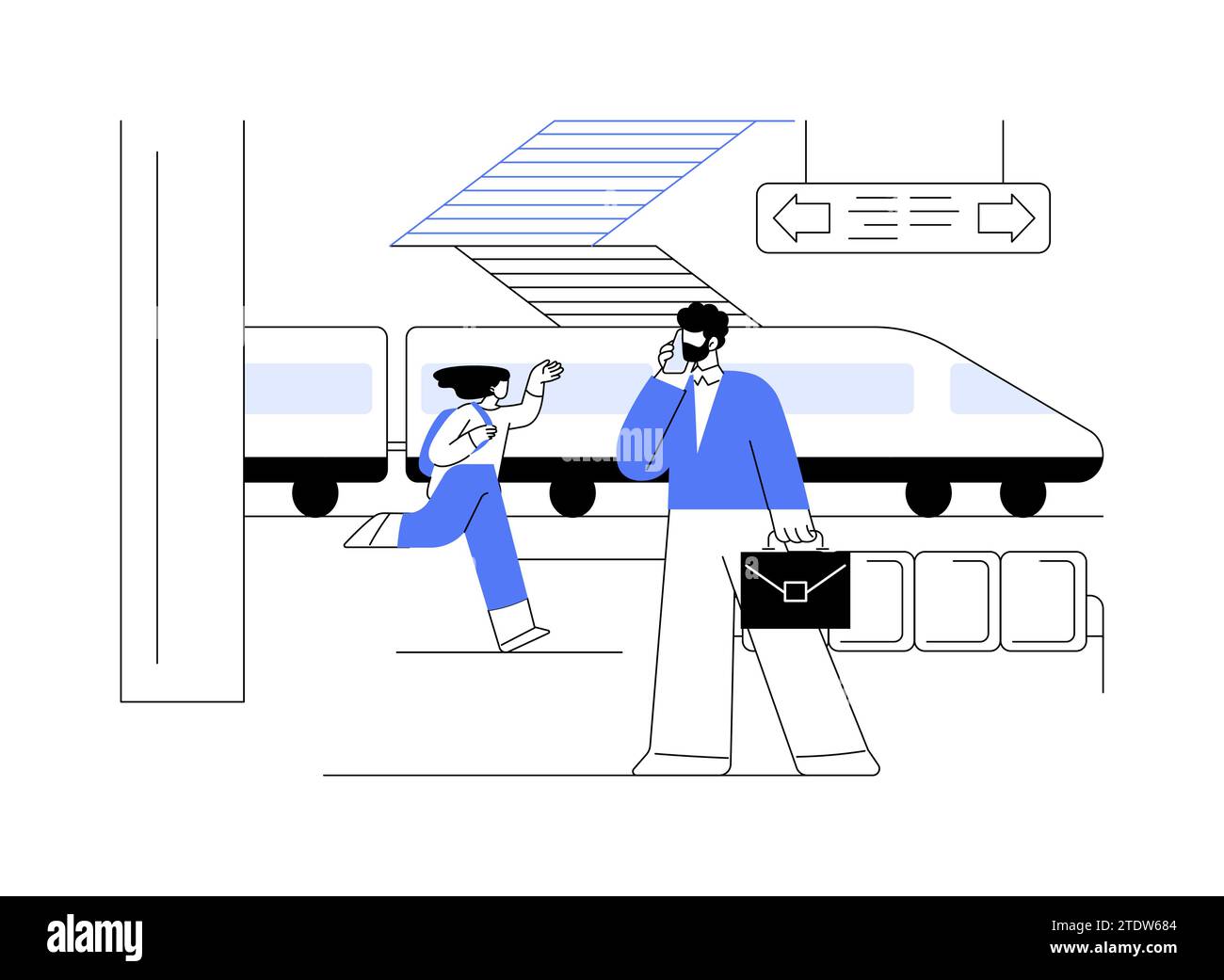 Waiting on a platform abstract concept vector illustration Stock Vector ...