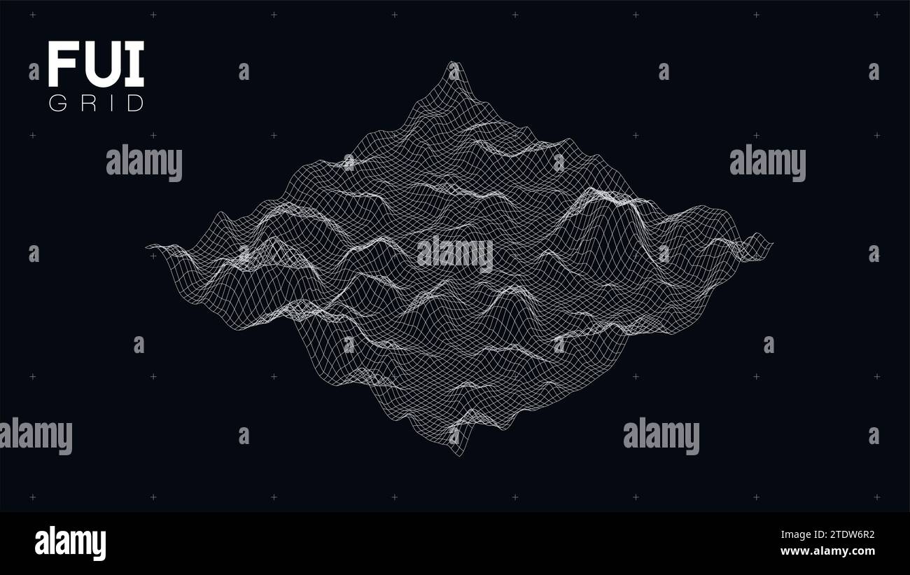 FUI GUI 3D Vector Landscape Scan Grid. Abstract futuristic background ...