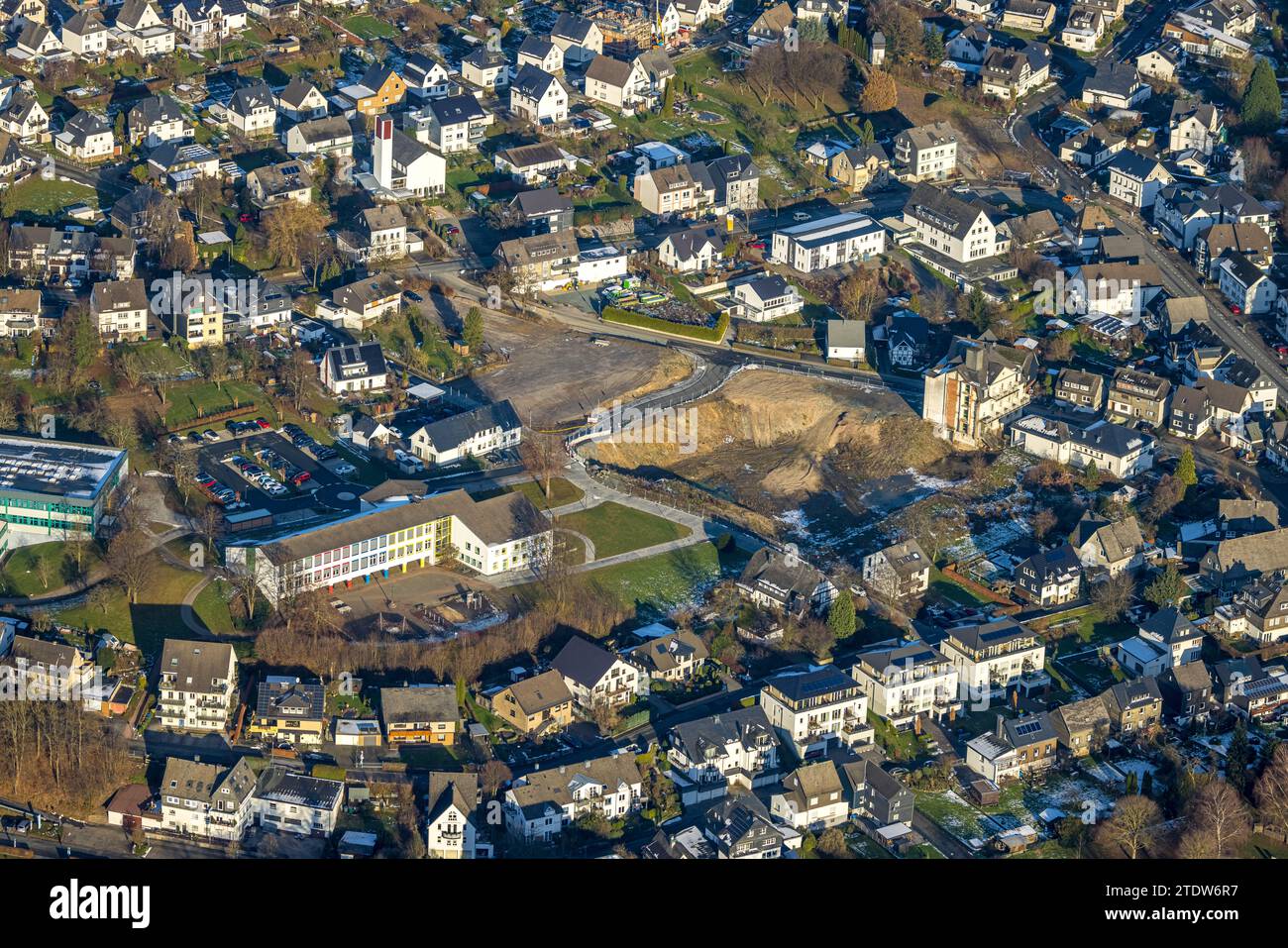 Aerial view, construction site at the former Olsberg hospital for new ...