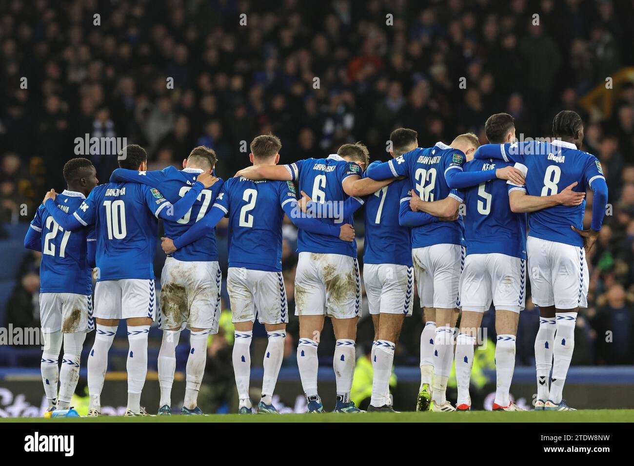 Everton players line up during the Carabao Cup Quarter Final match ...