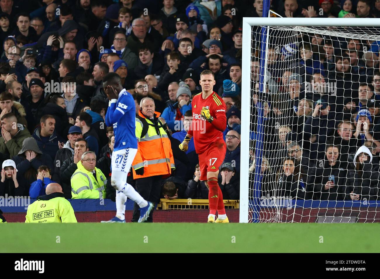 Liverpool, UK. 19th Dec, 2023. Fulham Goalkeeper Bernd Leno celebrates ...