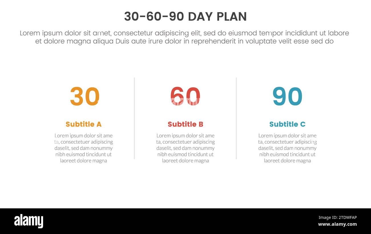 30 60 90 day plan management infographic 3 point stage template with ...