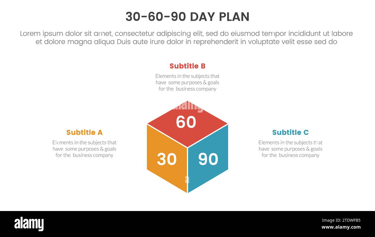 30 60 90 day plan management infographic 3 point stage template with 3d ...