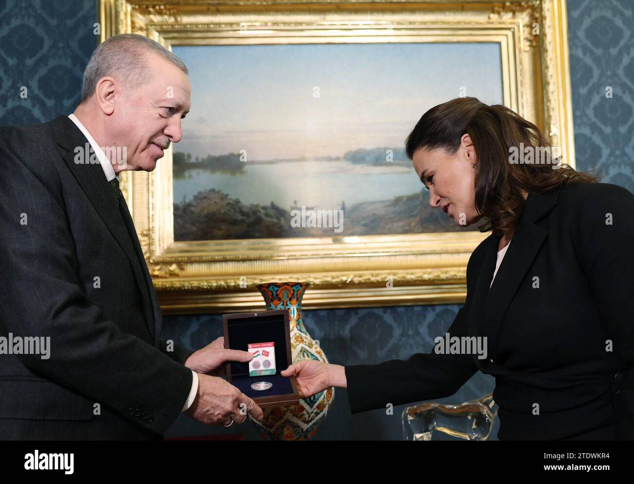 Recep Tayyip Erdogan is being greeted by the Hungarian President ...