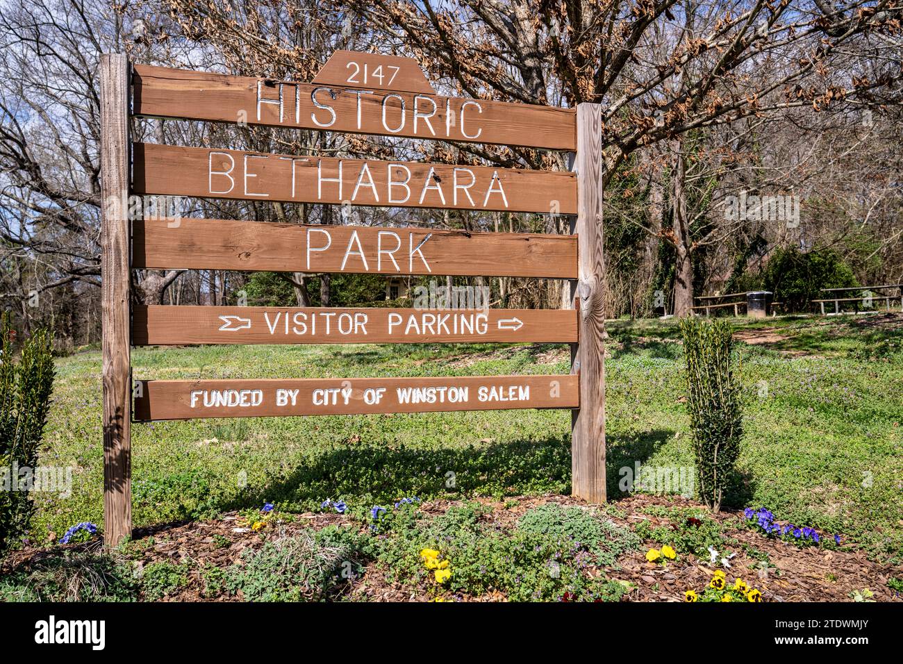 Entrance sign for the colonial Moravian settlement at Historic ...