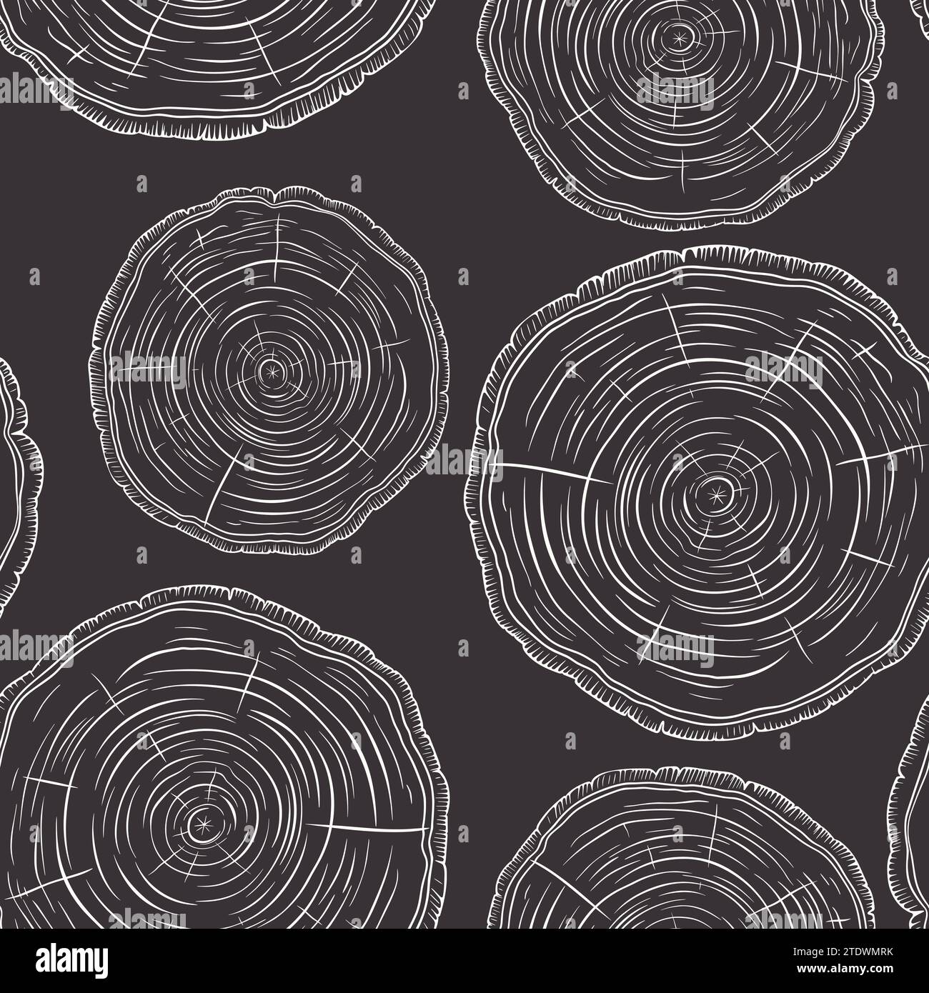 Vector Seamless Pattern with Tree Rings, Saw Cut Tree Trunk, Wood Log, Cross. Pine, Oak Slices ...