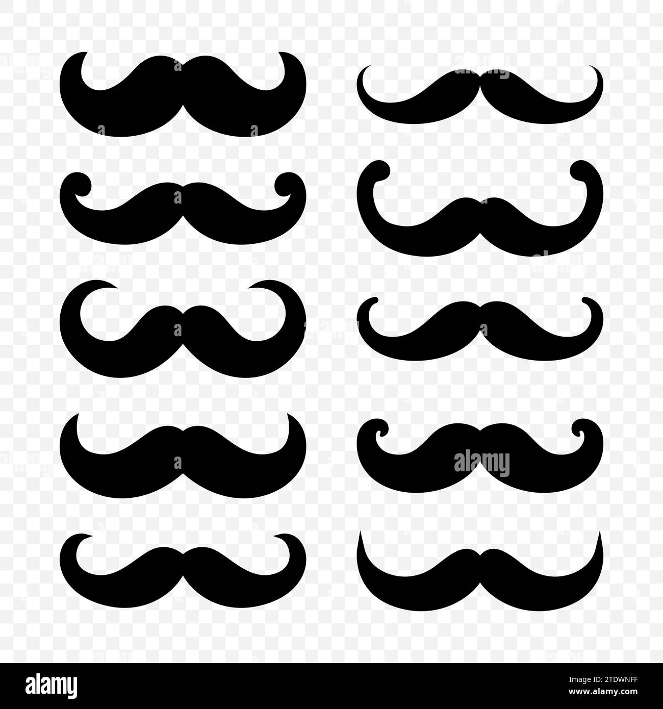 Vector Isolated Mustache Set. Face Party Decoration for Portrait ...
