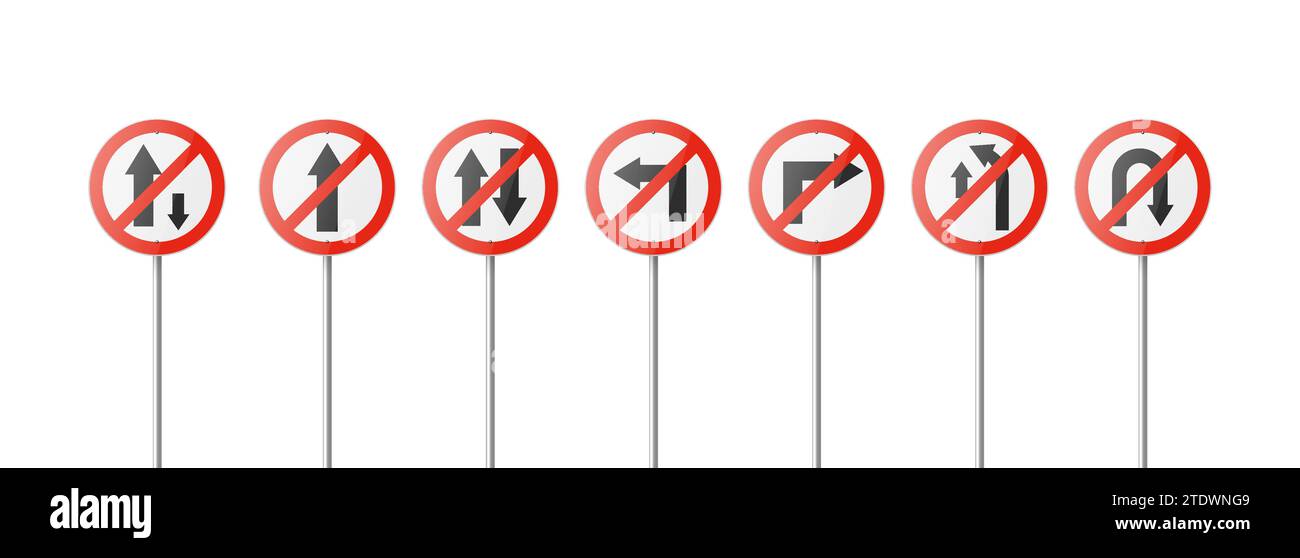 Vector Red and White Round Prohibition Sign Icon with Arrows. Traffic ...