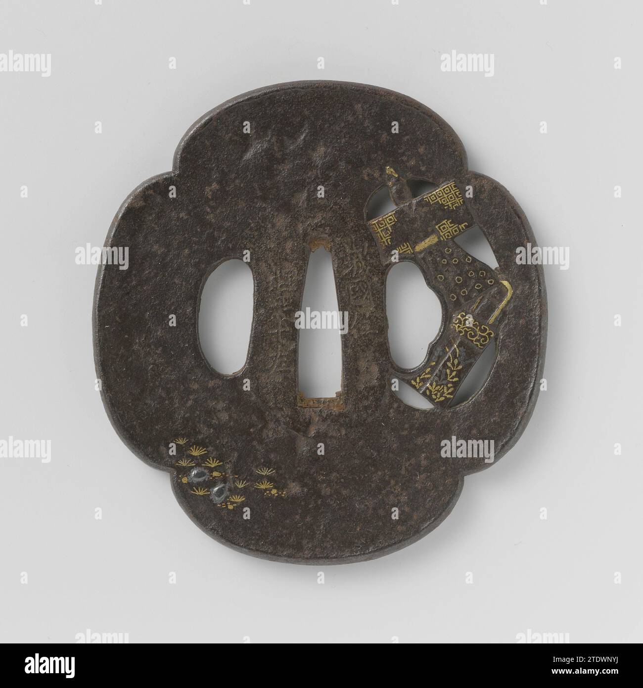 Hand Guard, Umetada Shichiza, 1675-1725 Mokko-shaped tsuba with ...