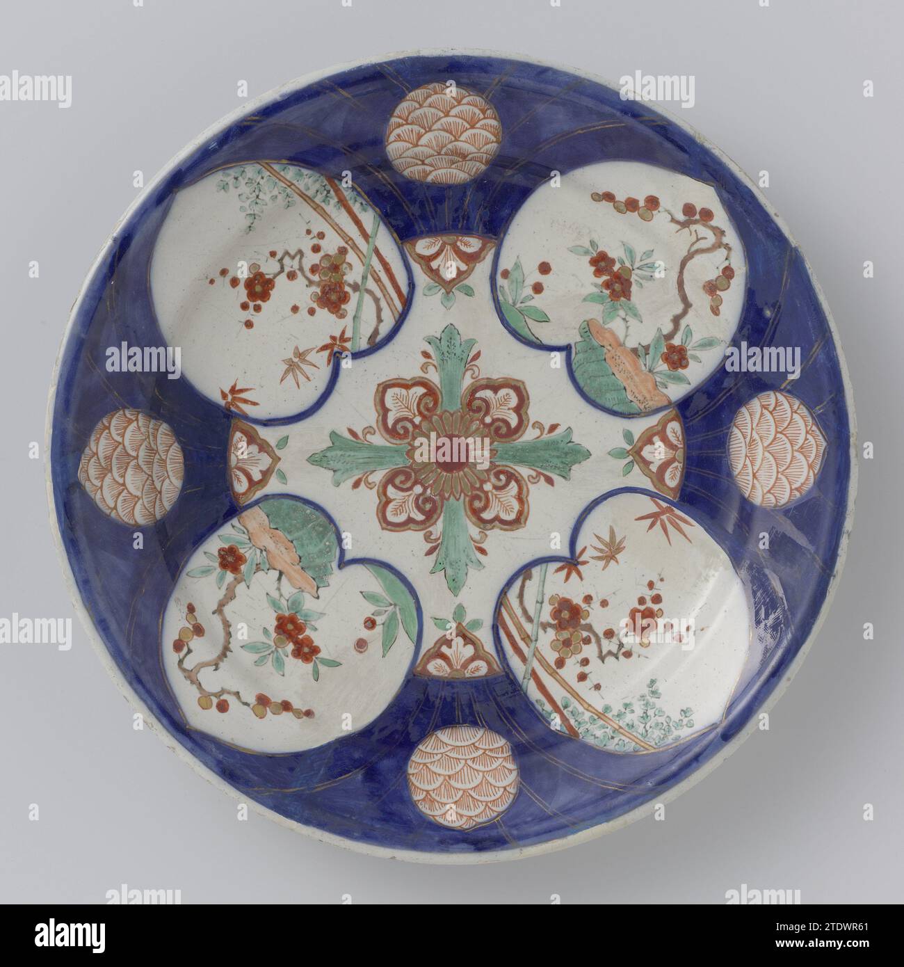Plate of multicolored painted faïence, the Greek A, c. 1710 - c. 1735 ...