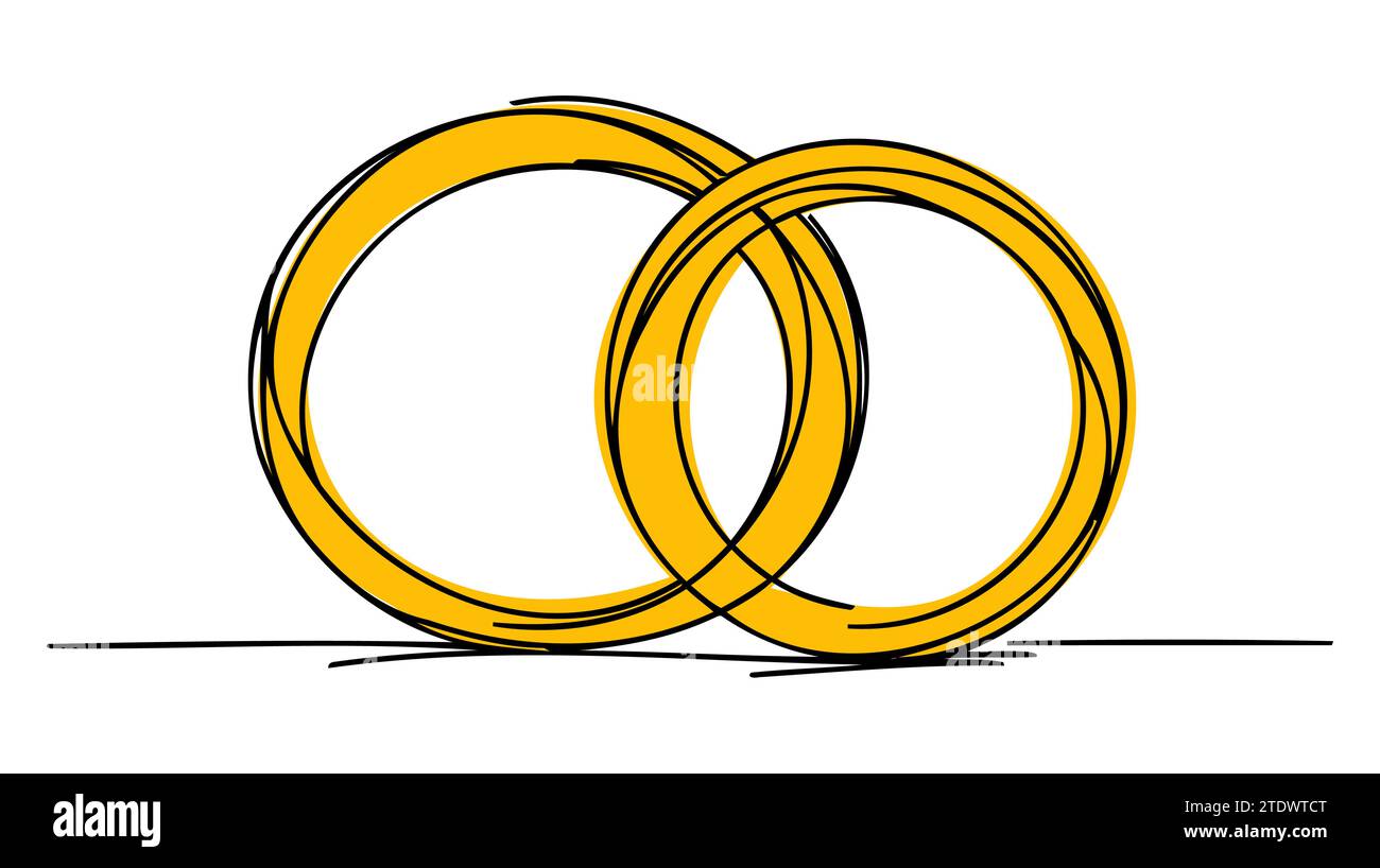 One continuous line drawing of Wedding rings. Romantic elegance concept ...
