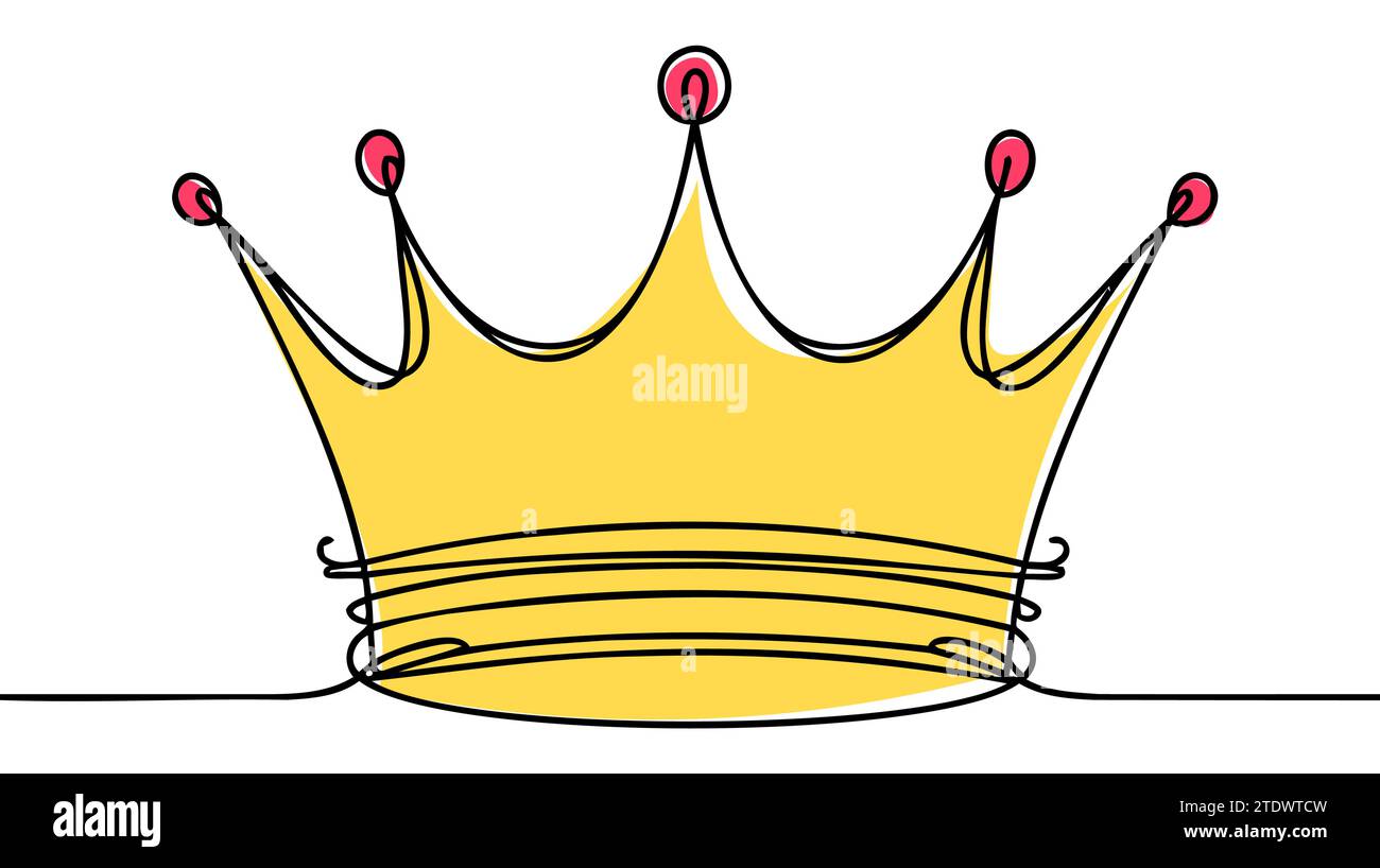 Continuous one line drawing of royal crown. Simple king crown outline ...