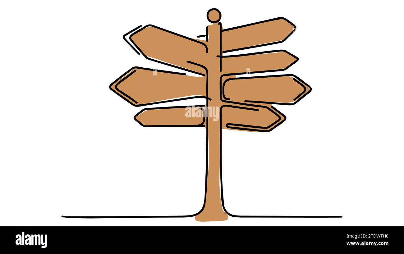 Road direction sign arrows isolated on white background. Continuous one ...