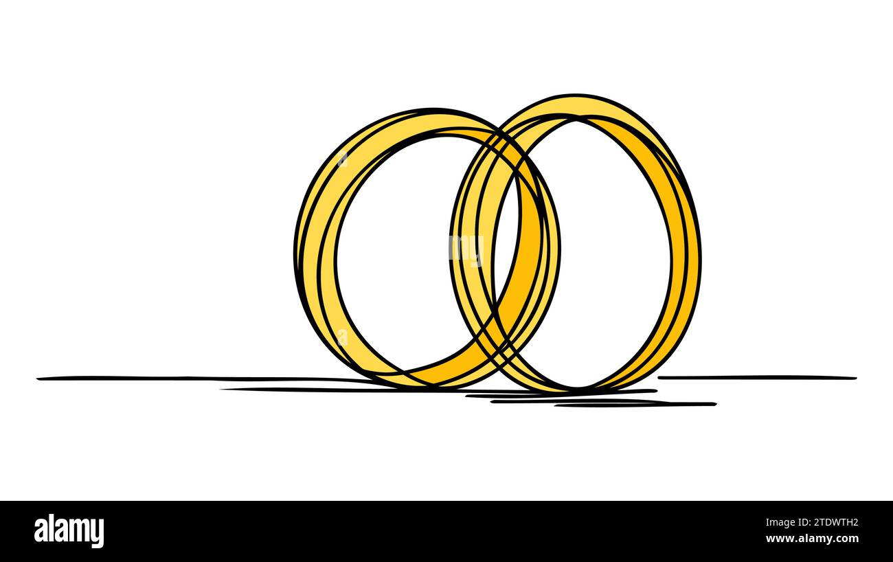 One continuous line drawing of Wedding rings. Romantic elegance concept ...