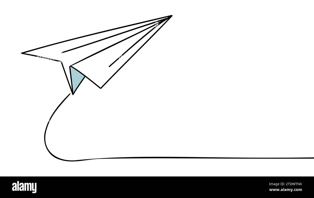 Continuous line paper plane, airplane vector art background. Abstract ...