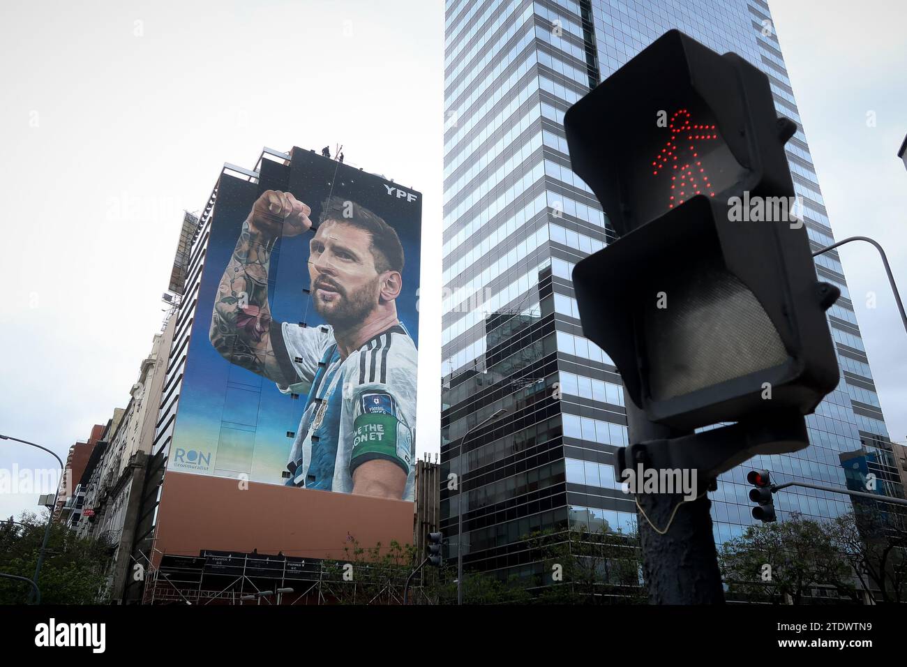Buenos Aires, Argentina. 19th Dec, 2023. A mural of Lionel Messi is ...