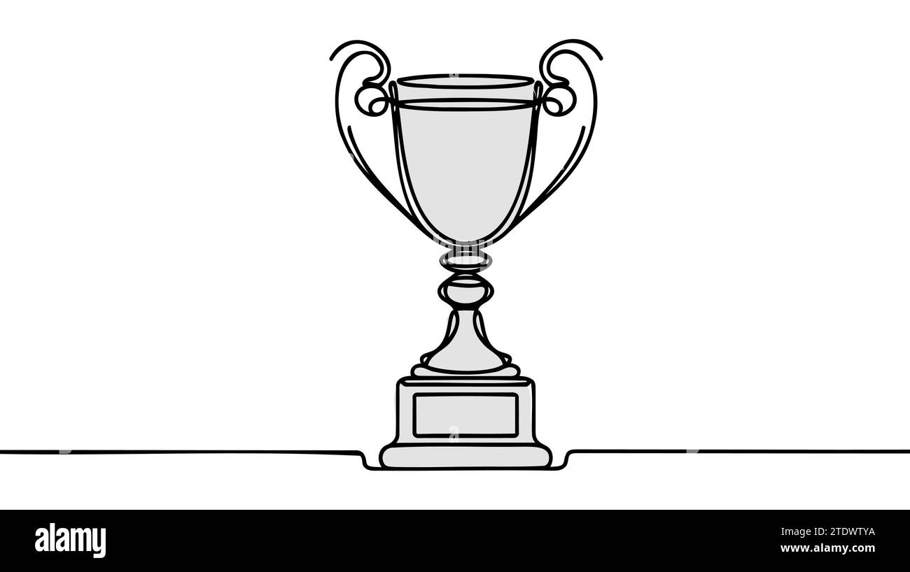 Continuous one line drawing of trophy cup competition. Trophy cup line ...