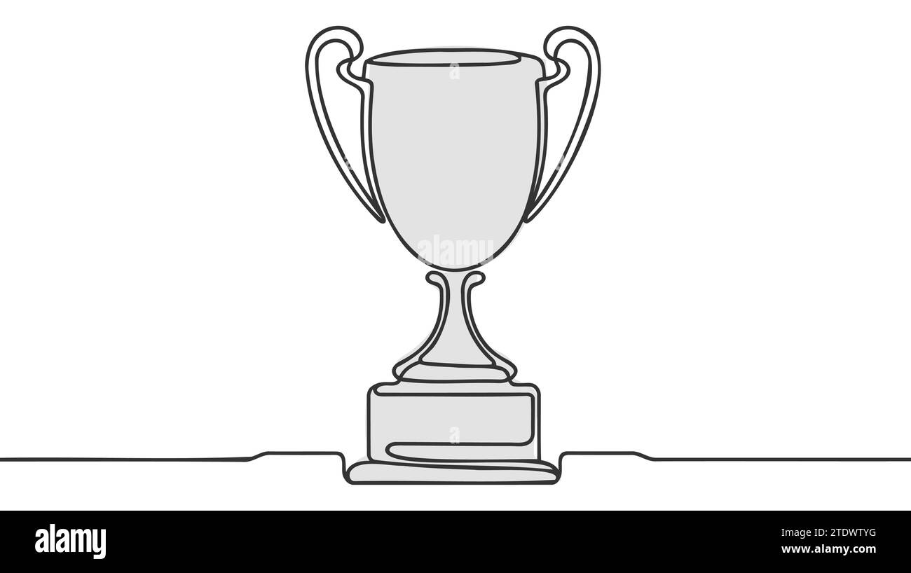 Continuous one line drawing of trophy cup competition. Trophy cup line ...