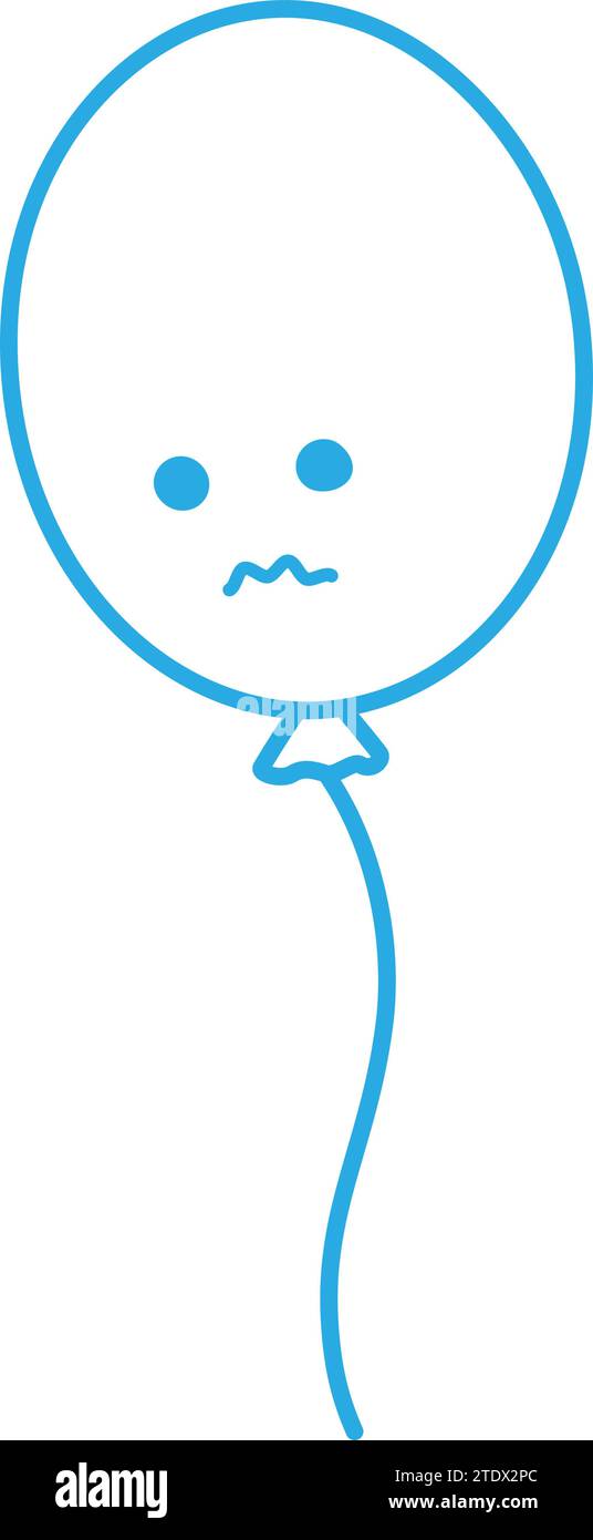 Outline drawing balloon on a string with sad face. Design concept for ...