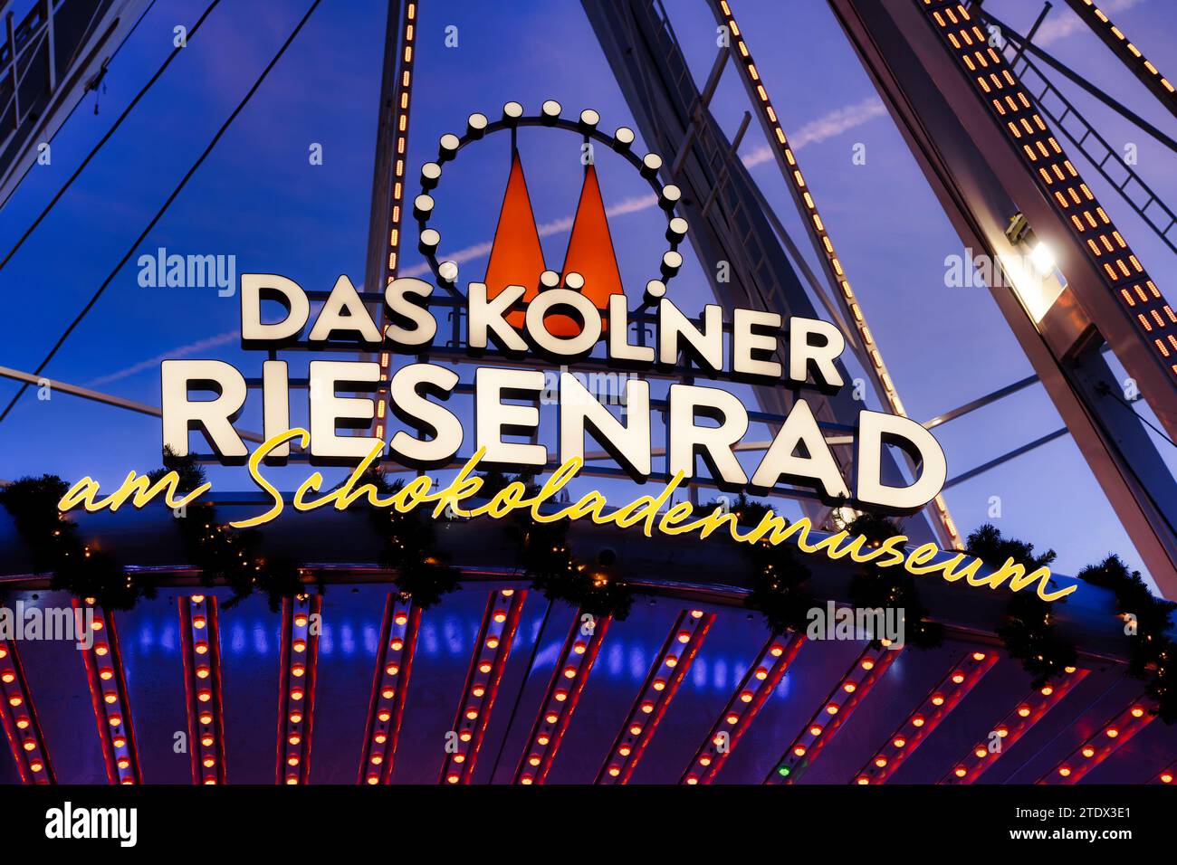 Cologne, Germany December 18 2023: neon advertisement for the cologne ...