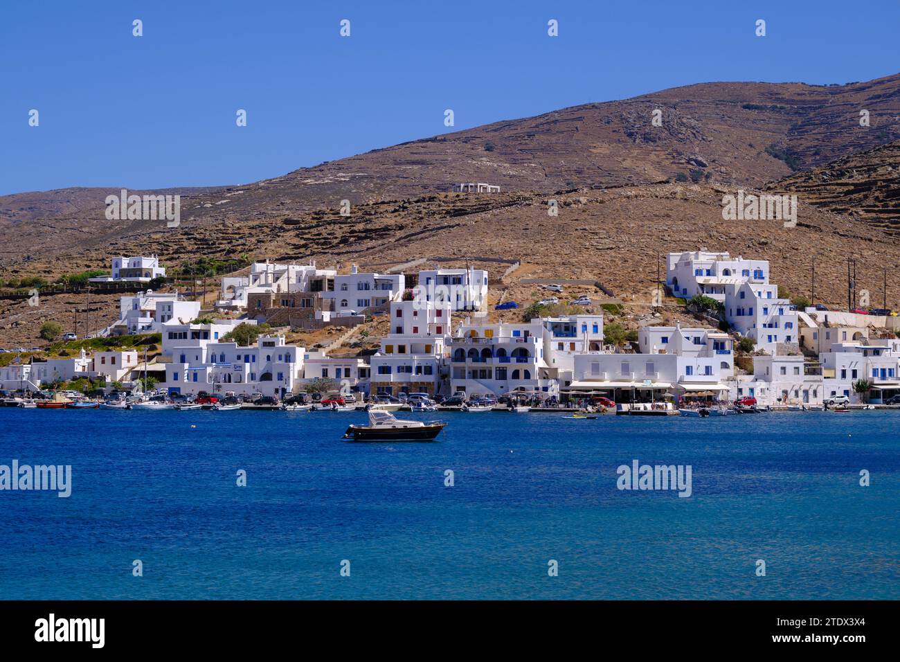 Panormos, Tinos, GR - 6 August 2023: Panoramic view of Panormos village ...