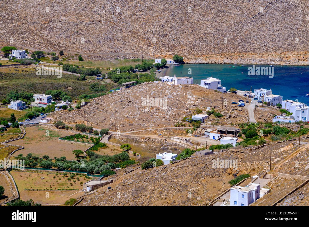 Panormos, GR - 6 August 2023: Top view of the landscape around Panormos ...
