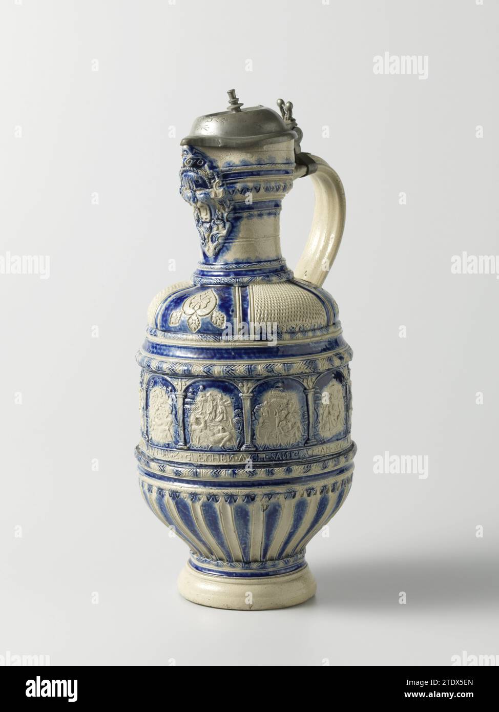 Jug with the Good Samaritan, anonymous, c. 1619 - c. 1630 Fragment of a jug of stoneware on a ...