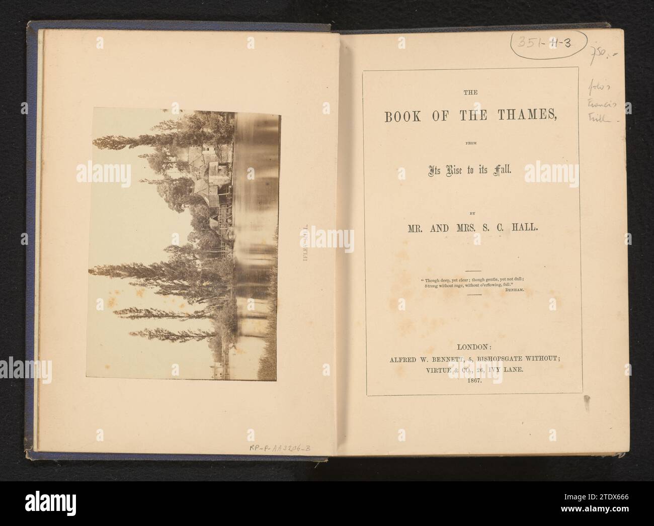 The book of the Thames, from its rise to its fall, Samuel Carter Hall ...