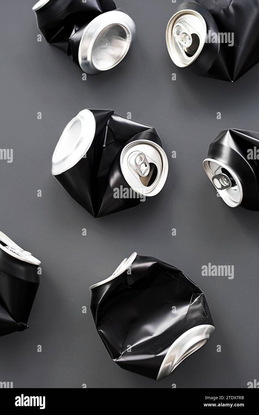 Crumpled aluminum soda cans still life Stock Photo - Alamy