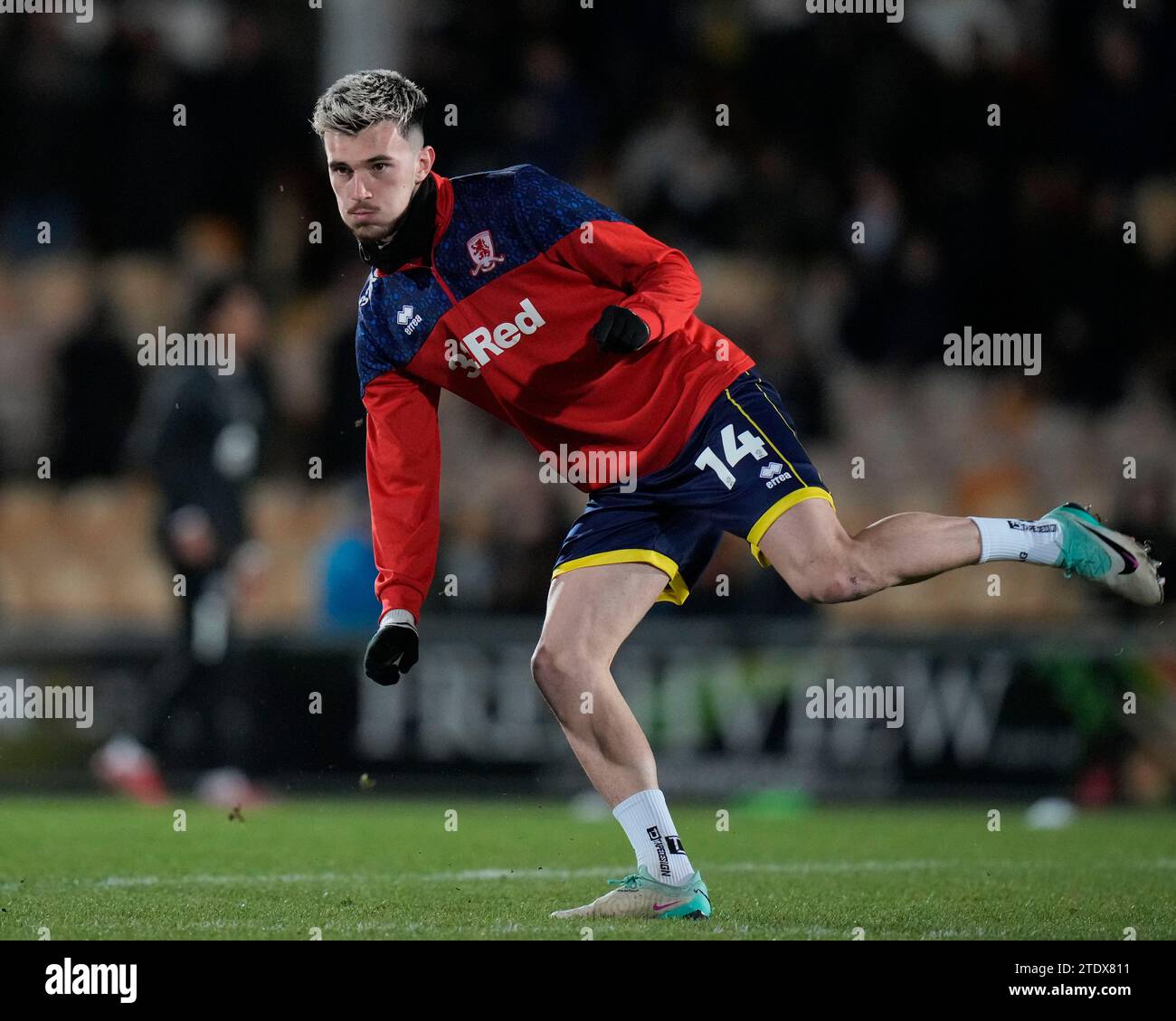 Alex Gilbert #14 of Middlesbrough warms up before the Carabao Cup ...