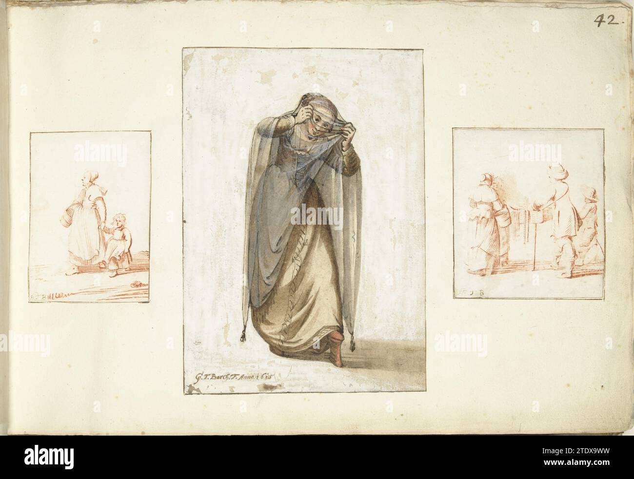 Woman with child, a Courtisane and a Marskramer, c. 1660 - c. 1687 ...