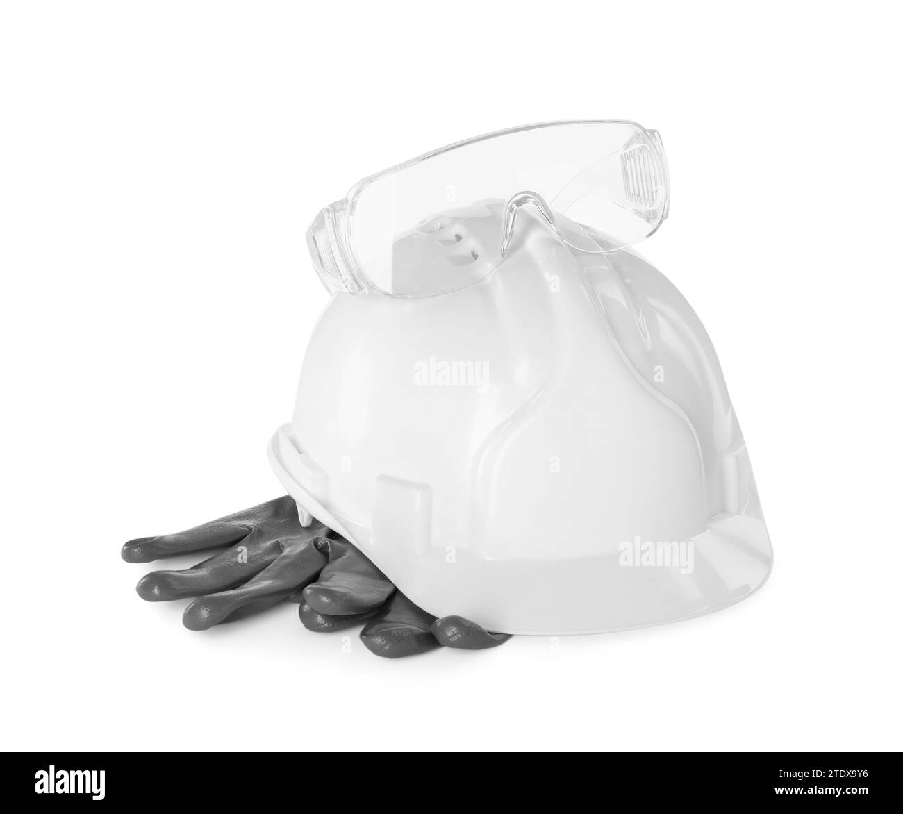 Builder hard hat goggles Black and White Stock Photos & Images - Alamy
