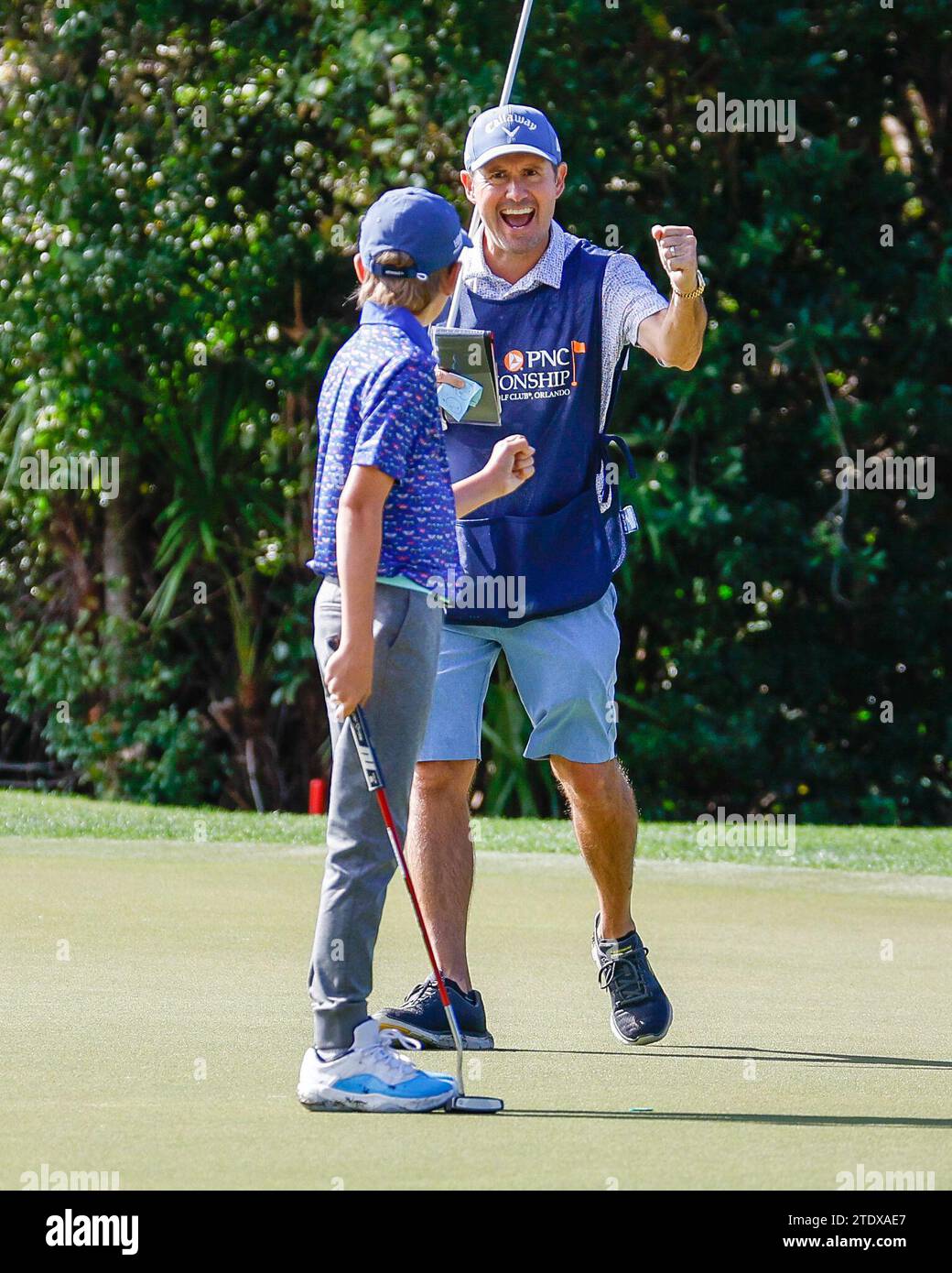 Orlando, Florida, USA. 17th Dec, 2023. Will McGee makes long putt and ...