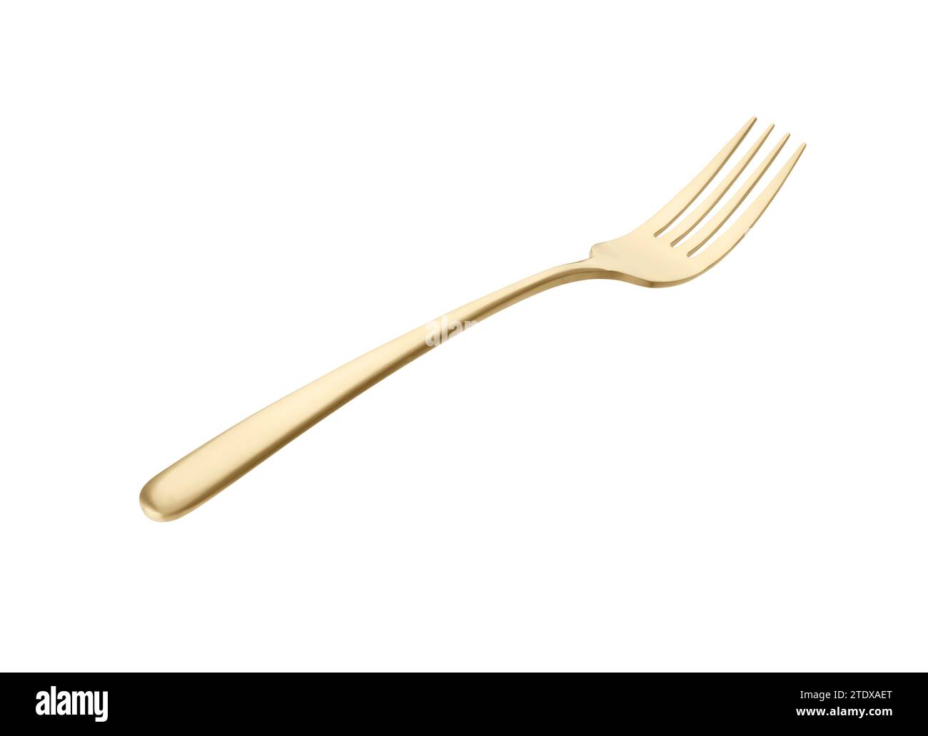 One shiny golden fork isolated on white Stock Photo - Alamy