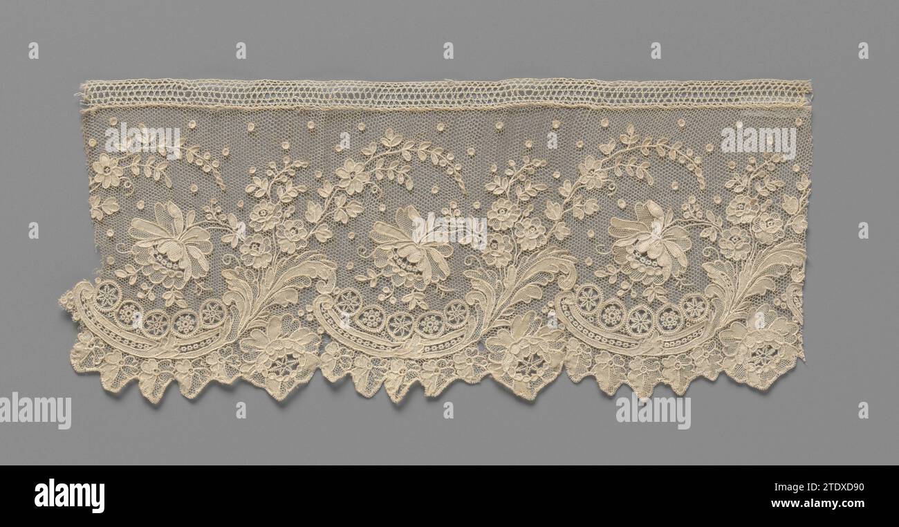 Strip needle side with rose above lying C-volute, anonymous, c. 1880 ...