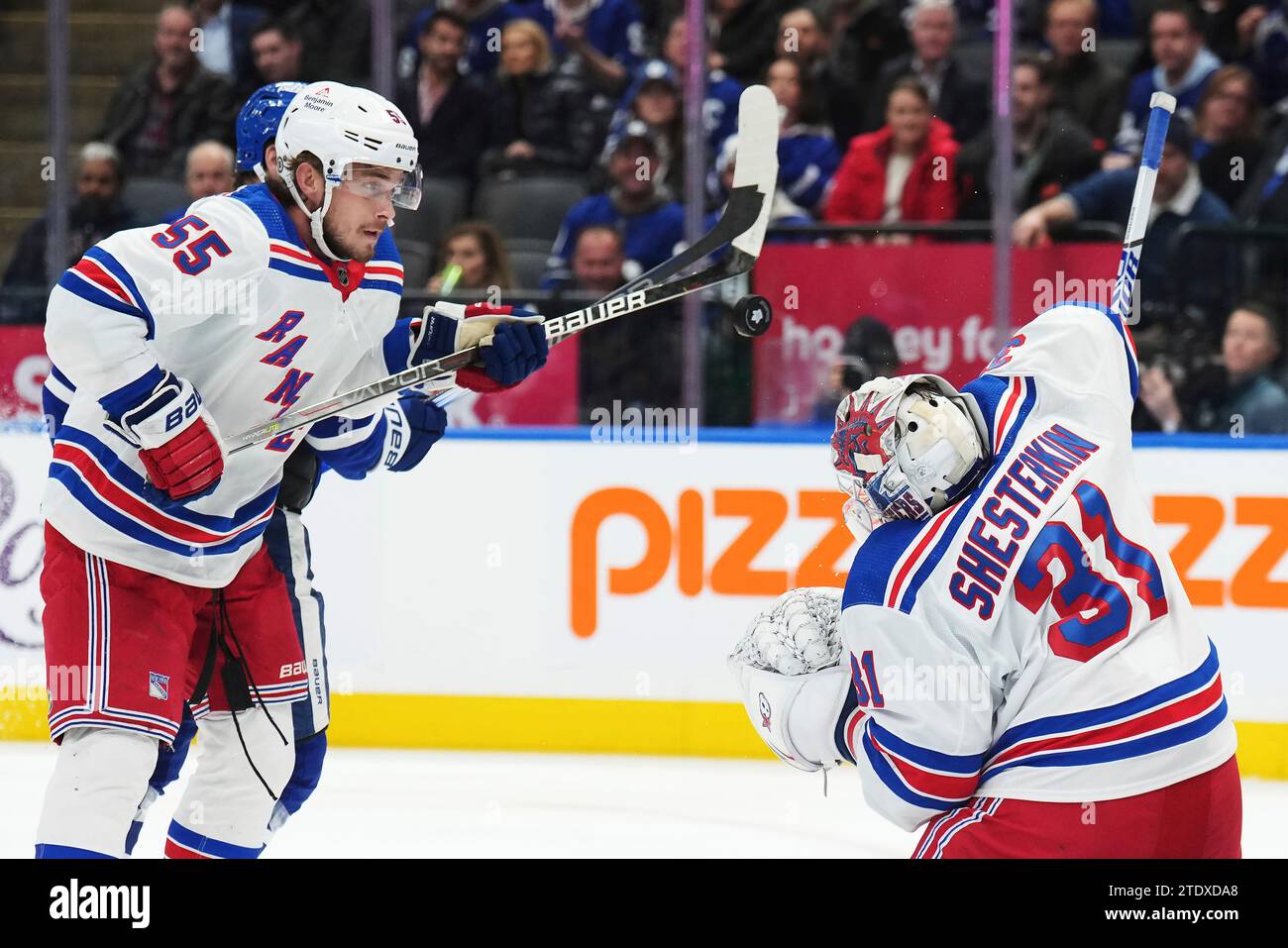 New York Rangers goaltender Igor Shesterkin (31) makes a save against ...