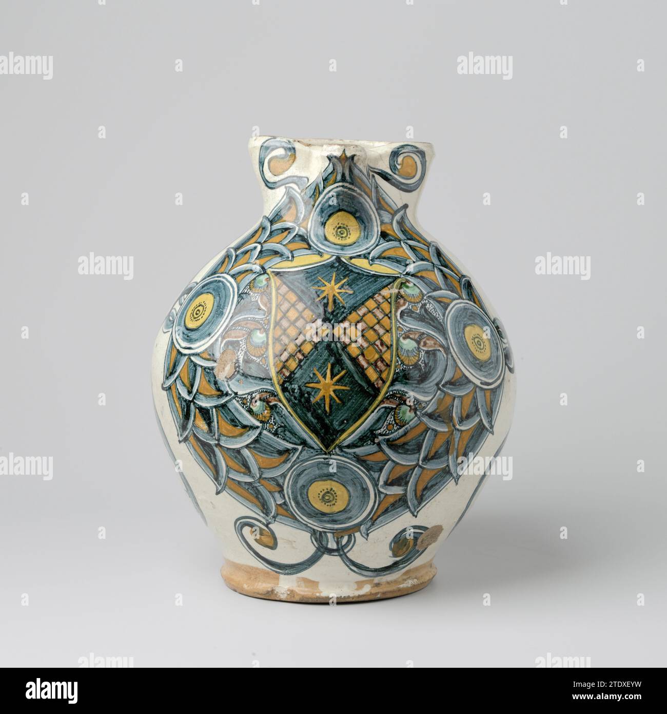 Can, spherical, with squeezed spout and wide, flat ear, anonymous, 1514 ...