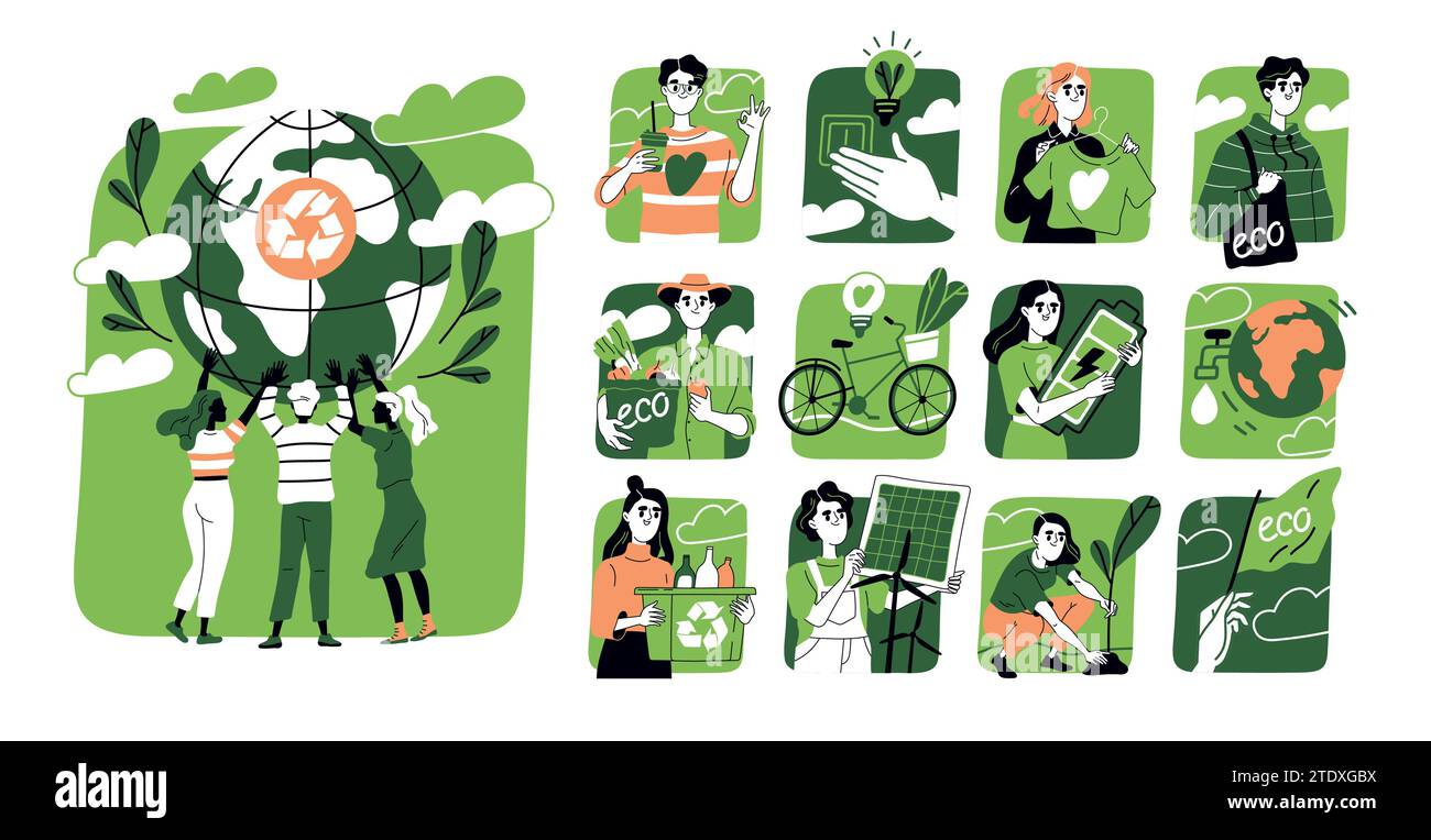 Vector Set of Actions to protect environment Stock Vector Image & Art ...