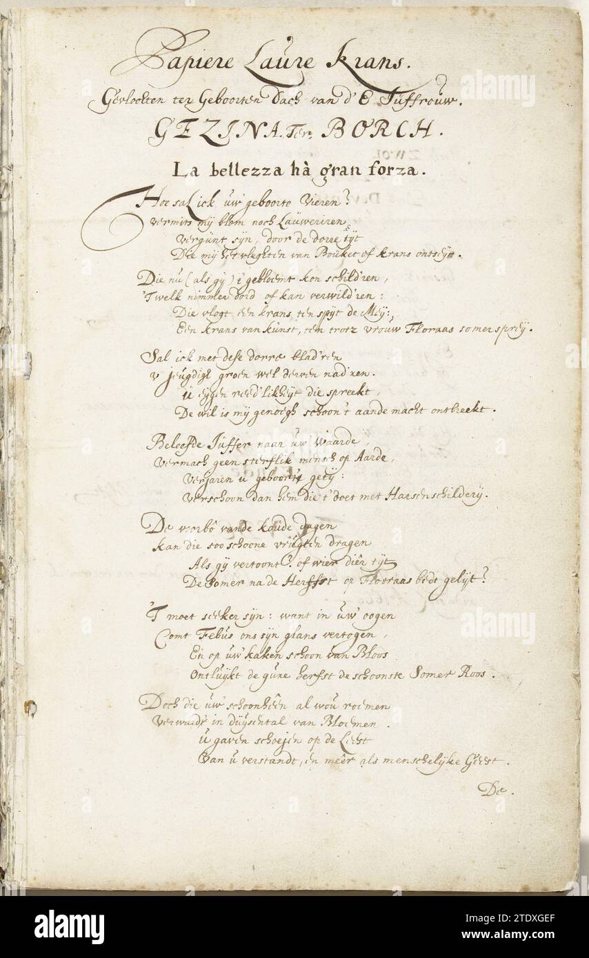 Occasional poem for Gesina ter Borch's birthday (part 1), 1660 ...