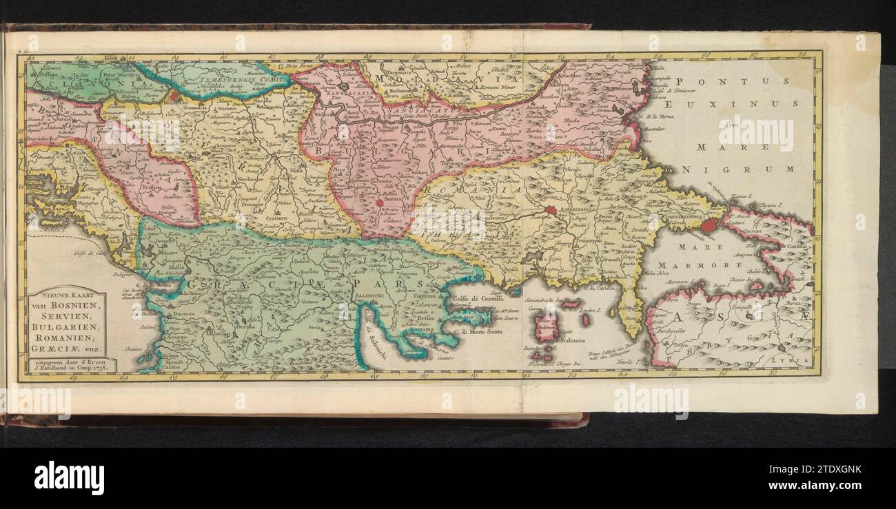 Map of the Balkans, Anonymous, 1738 Map of the countries in the Balkans ...