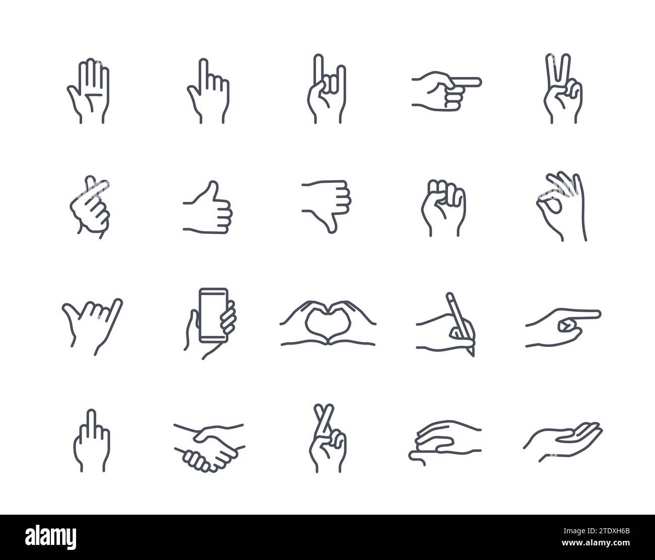 Vector Set of hand gestures linear icons Stock Vector Image & Art - Alamy