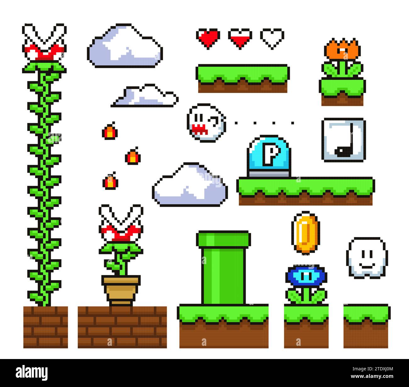 Vector Set of pixel arcade game elements Stock Vector Image & Art - Alamy