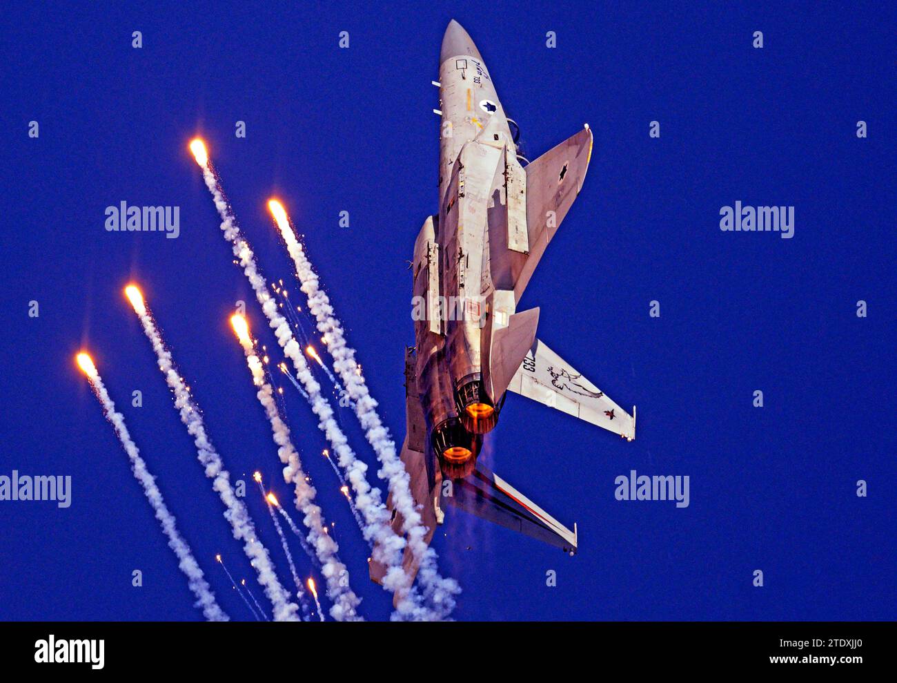 Israeli Air force (IAF) F-15 (Baz) fighter jet in flight with anti ...