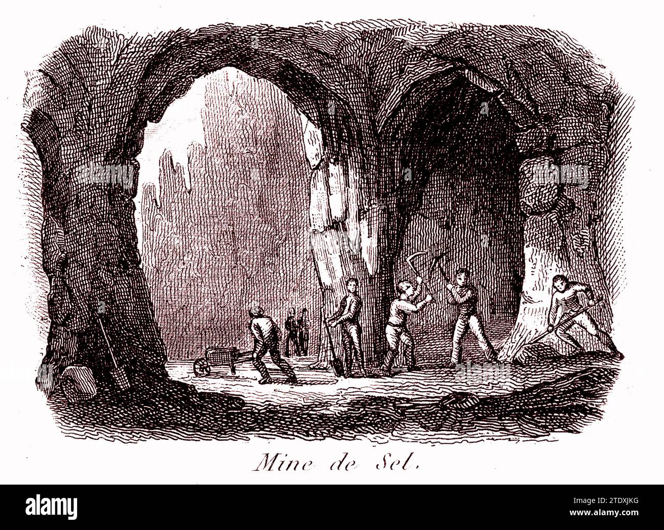 Illustration of a salt mine from 1838 Stock Photo - Alamy