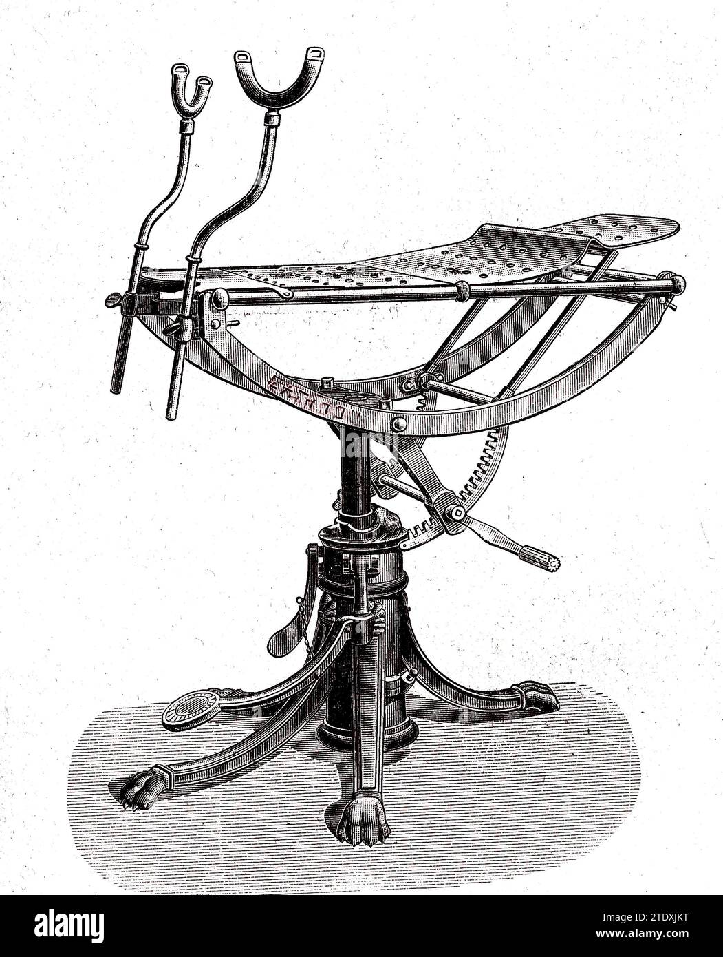 Illustration of a surgical chair for gynaecological, rectal or perineal ...