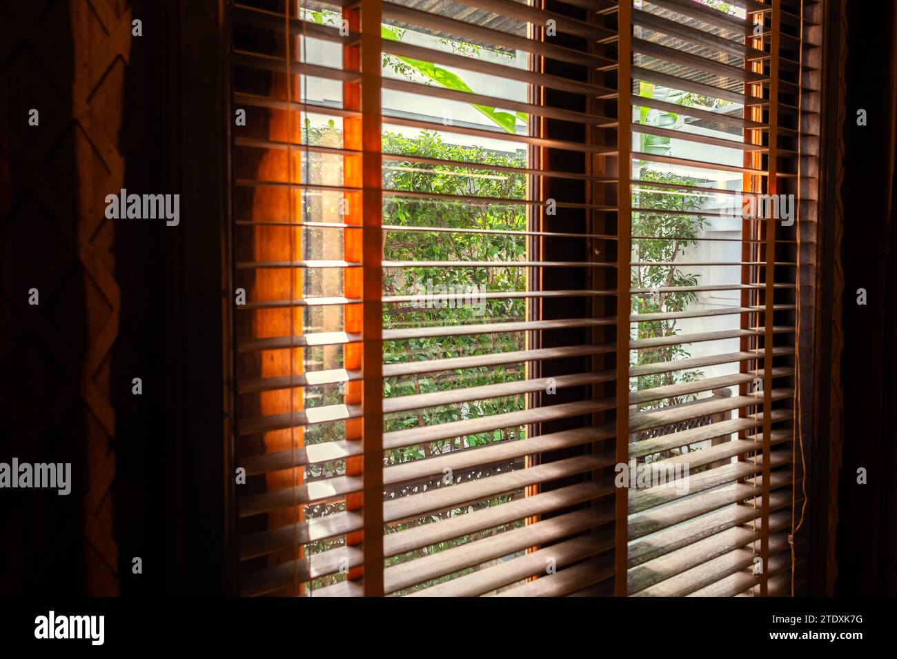 Open wooden window blinds, close up Stock Photo - Alamy