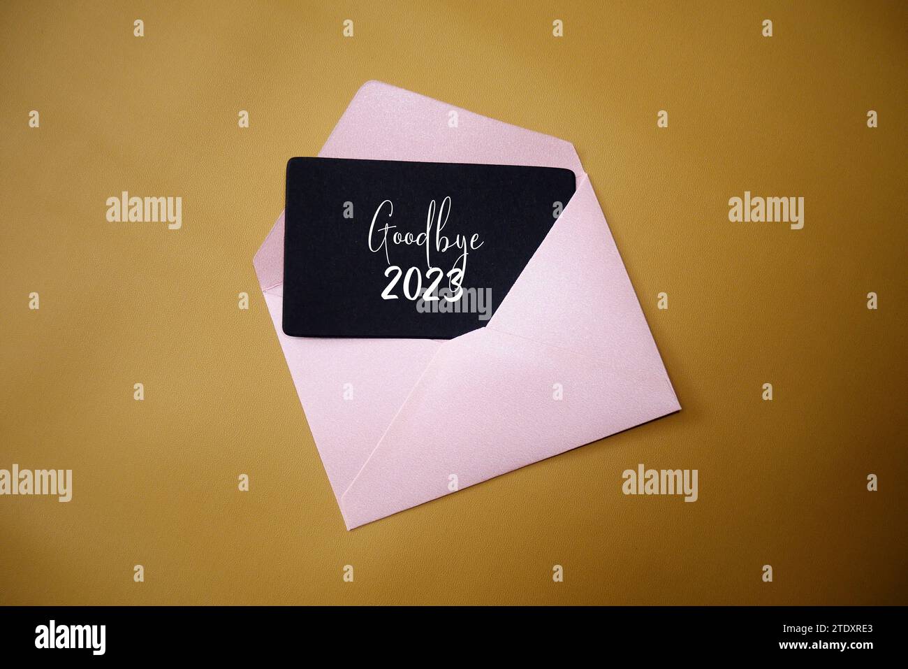 Thank you 2023 card in a white envelope with color background. bye-bye ...